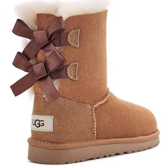 UGG | Shoes | Ugg Girls Bailey Bow Ii Suede Water Resistant Brown ...